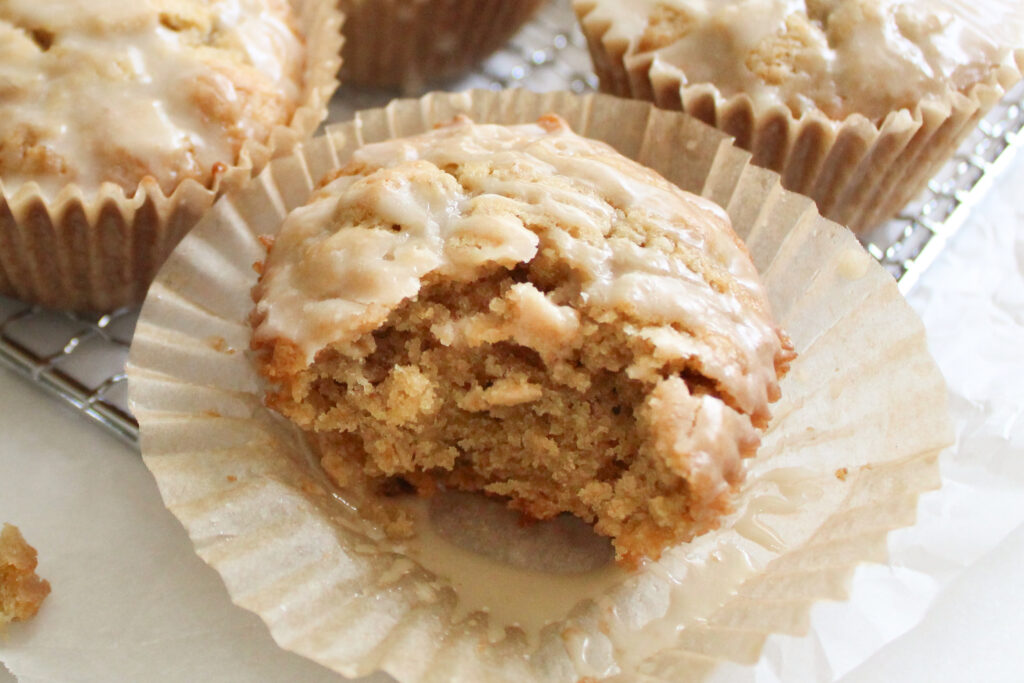 Easy Maple Oatmeal Muffins with Quick Maple Glaze - cedar baking company
